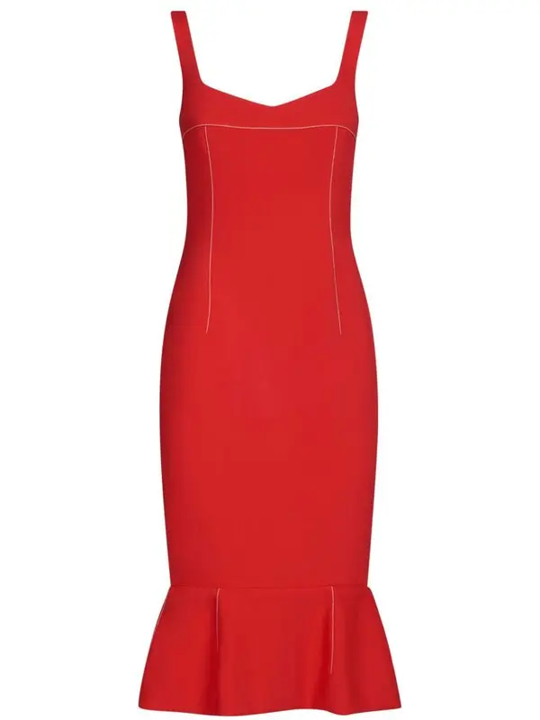 Marni Flounce-hem Sheath Midi Dress - Red