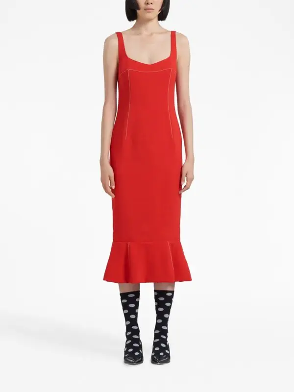 Marni Flounce-hem Sheath Midi Dress