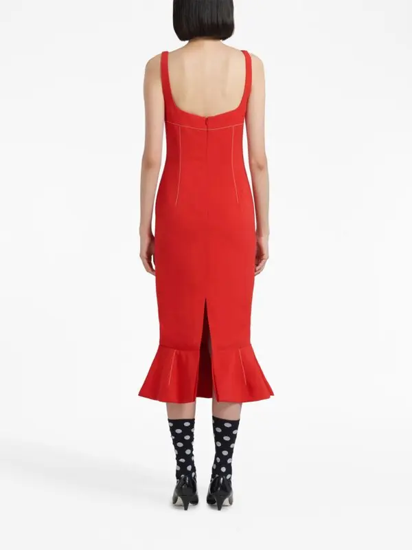 Marni Flounce-hem Sheath Midi Dress