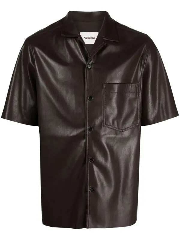 Nanushka Camp Faux-leather Shirt