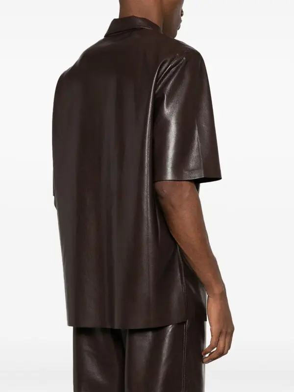 Nanushka Camp Faux-leather Shirt