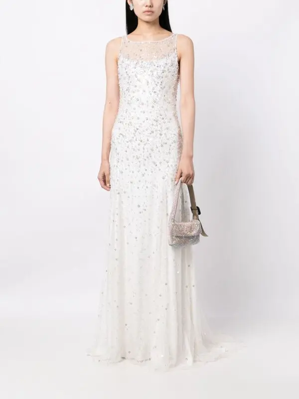 Jenny Packham Ida Embellished Pleated Dress