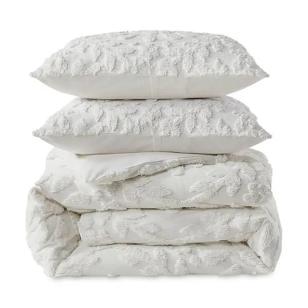 PERI HOME Laurel Chenille Duvet Cover Set, King - White