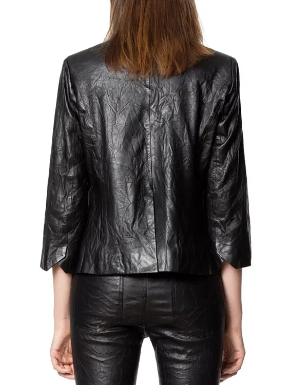 Zadig&Voltaire Verys Crinkled Leather Jacket - Black