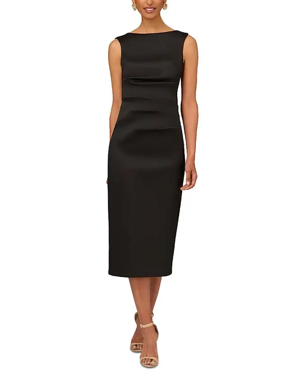 Aidan Mattox Stretch Mikado Midi Sheath Dress