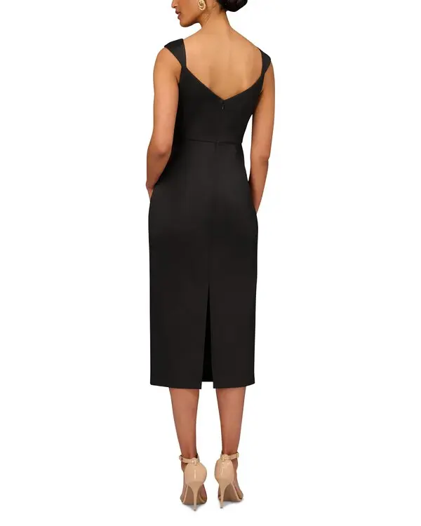 Aidan Mattox Stretch Mikado Midi Sheath Dress