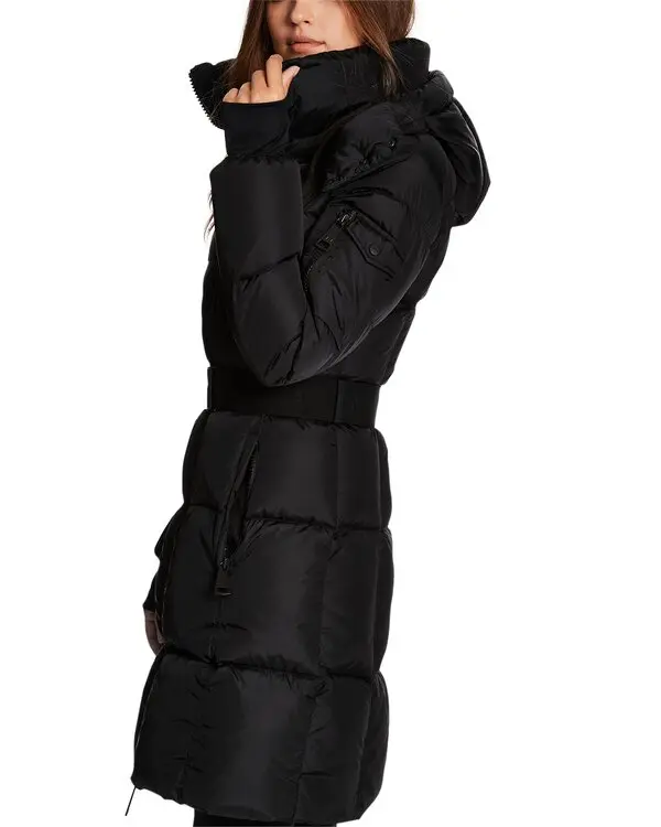 Sam. Noho Belted Hooded Long Puffer Coat - Black