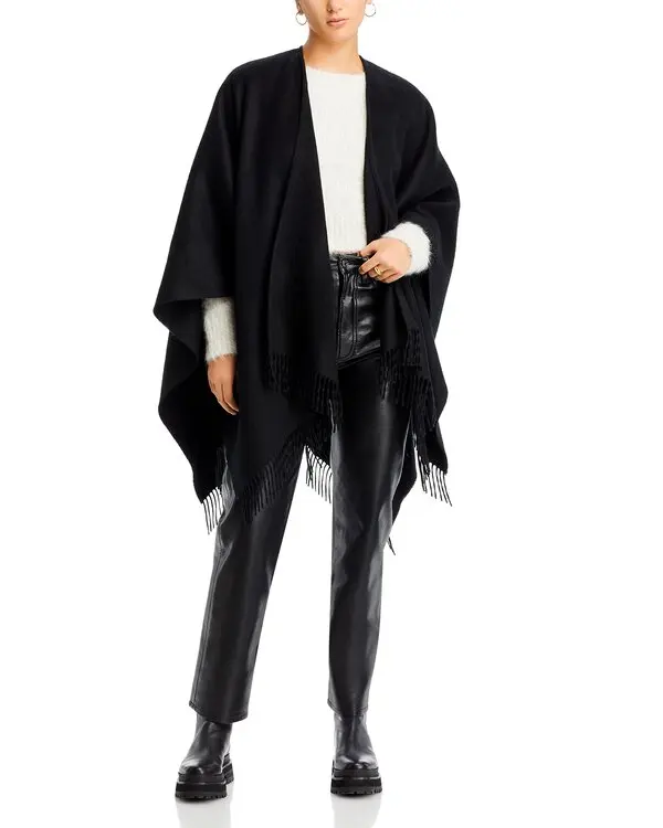Vince Wool And Cashmere Double Face Cape - Black