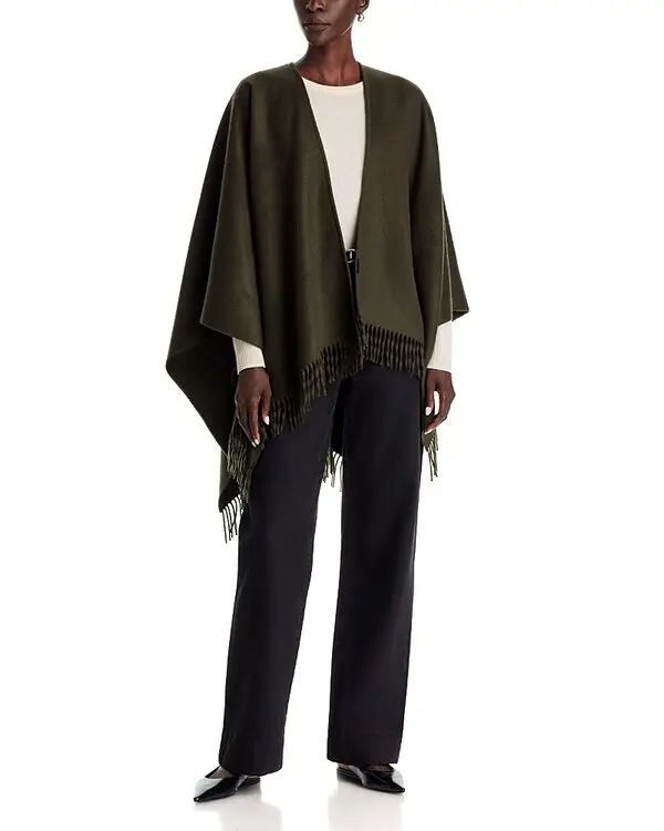 Vince Wool And Cashmere Double Face Cape - Verde