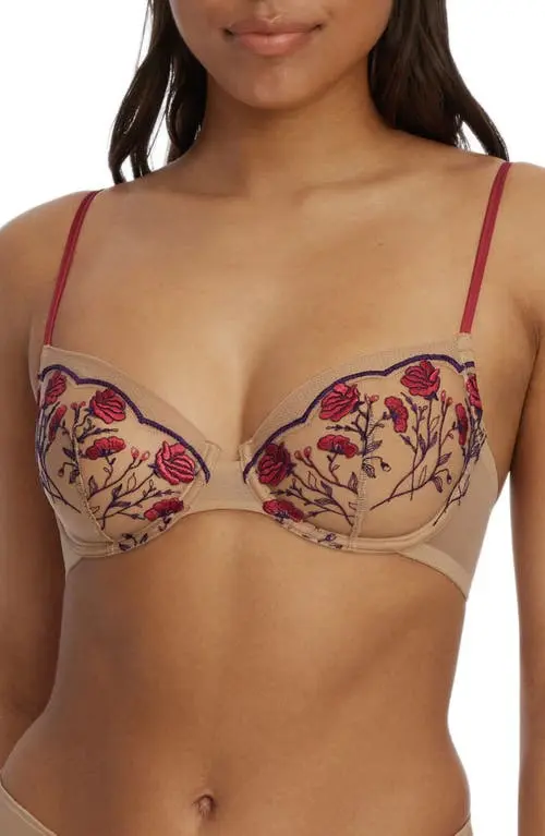 SKARLETT BLUE Enamoured Balconette Underwire Bra - Lipstick Red Combo