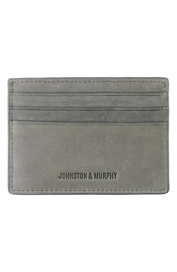 Johnston & Murphy Kingston Leather Card Case - Gray Oiled