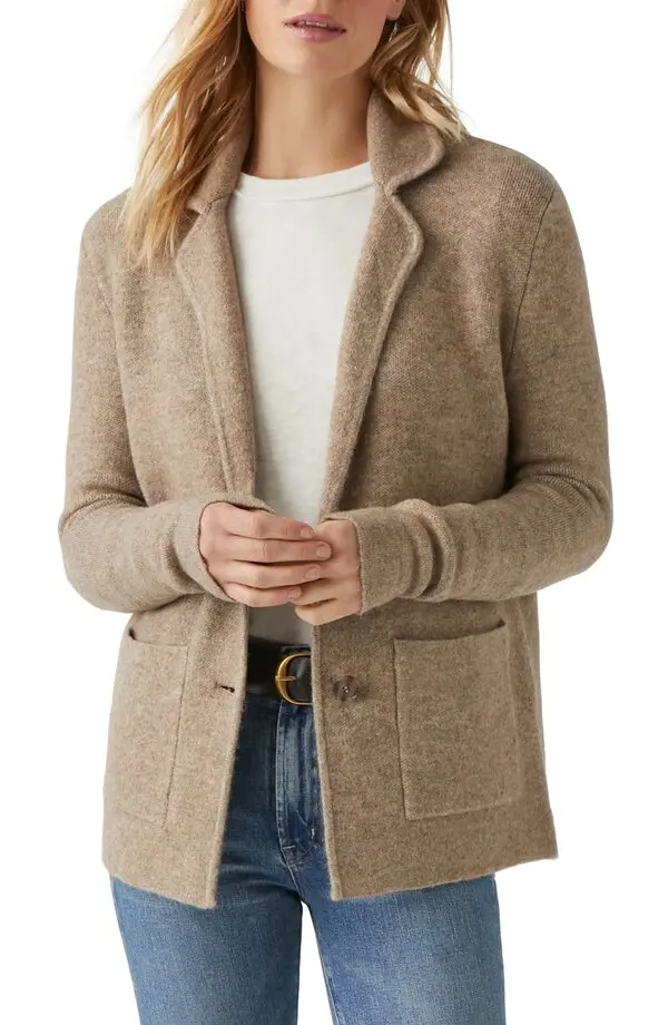Michael Stars Diana Knit Blazer - Dark Oatmeal