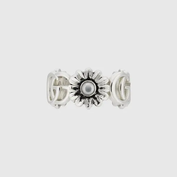 Gucci Gg Marmont Sterling Silver Ring With Mother Of Pearl - One-color
