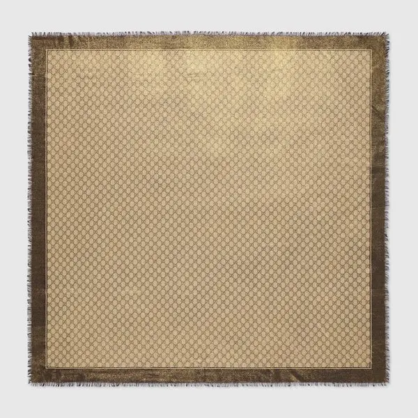 Gucci Shiny Gg Wool Jacquard Shawl Wool - Beige