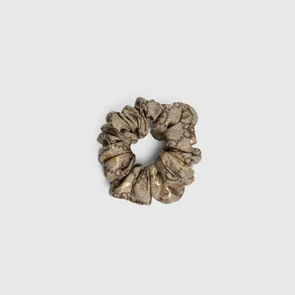 Gucci Silk Gg Scrunchie Set - Brown | Editorialist display picture 1