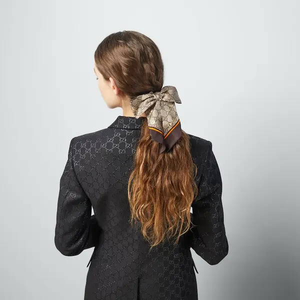 Gucci Silk Gg Scrunchie Set - Brown | Editorialist