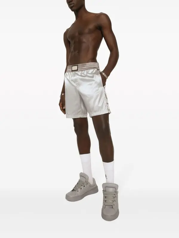 Dolce & Gabbana Logo-plaque Satin Swim Shorts