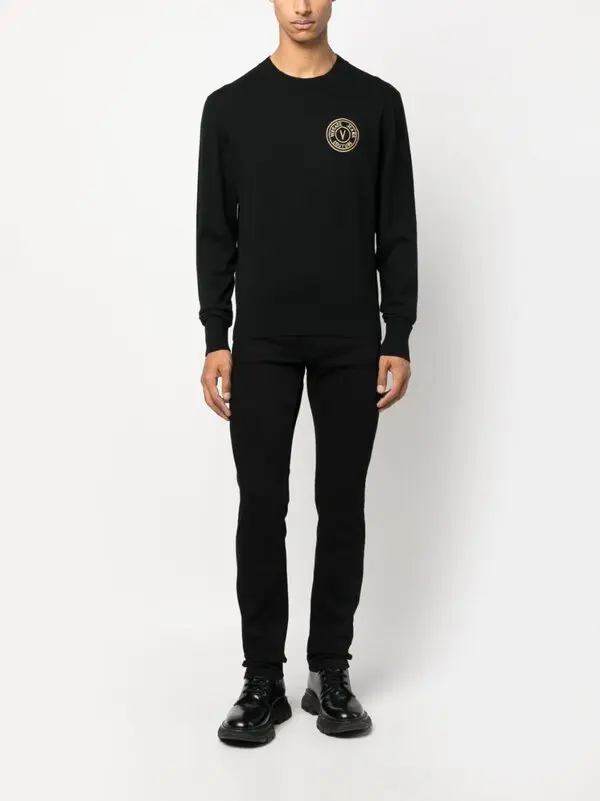 Versace Embroidered-logo Knit Jumper - Black