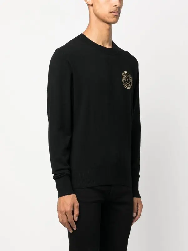 Versace Embroidered-logo Knit Jumper - Black