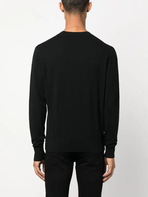 Versace Embroidered-logo Knit Jumper - Black