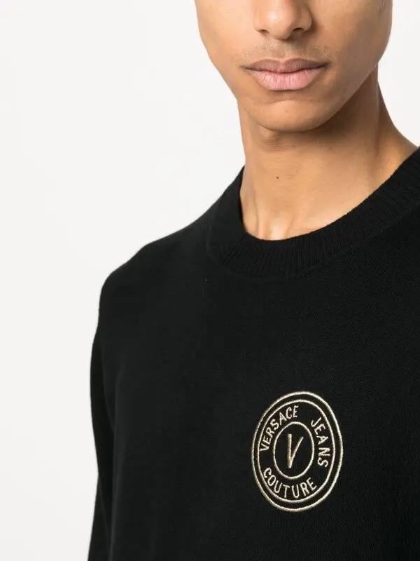 Versace Embroidered-logo Knit Jumper - Black