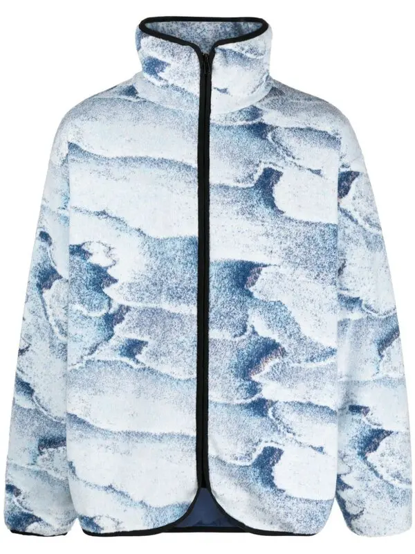BONSAI Abstract-print Zip-up Jacket - Blue