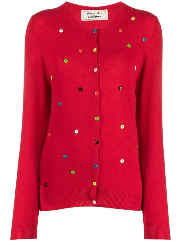 ALESSANDRO ENRIQUEZ Button-embellished Wool-blend Cardigan