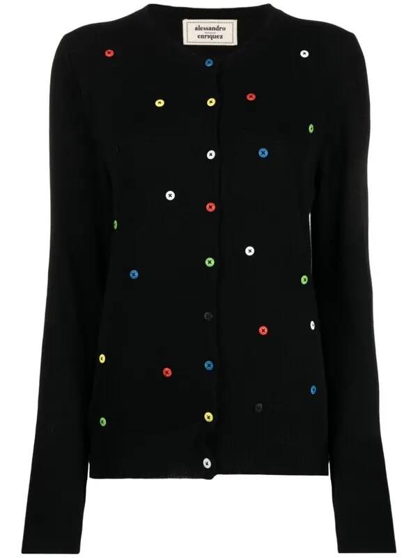 ALESSANDRO ENRIQUEZ Button-embellished Wool-blend Cardigan