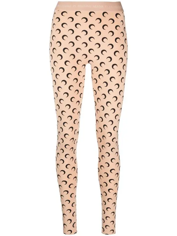 MARINE SERRE Moon-print Leggings - Neutrals