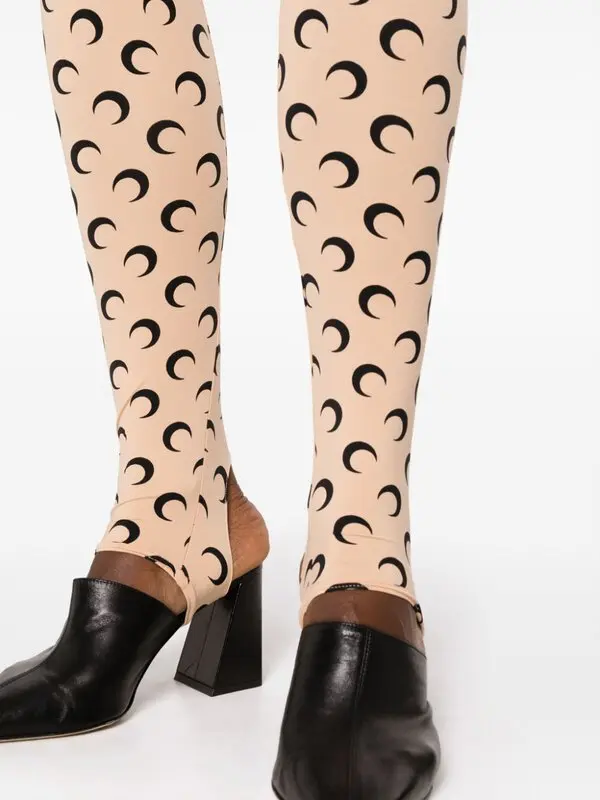 MARINE SERRE Moon-print Leggings - Neutrals