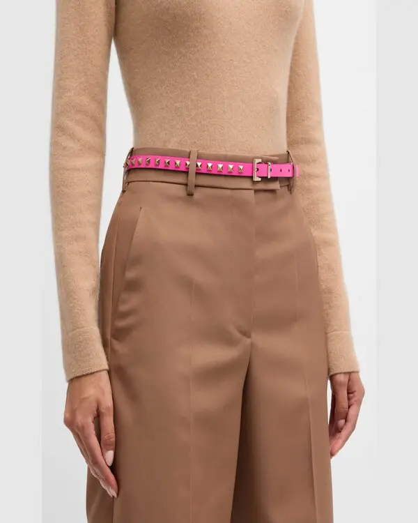 Valentino Garavani Rockstud Skinny Leather Belt - 16q Rose  display picture 1