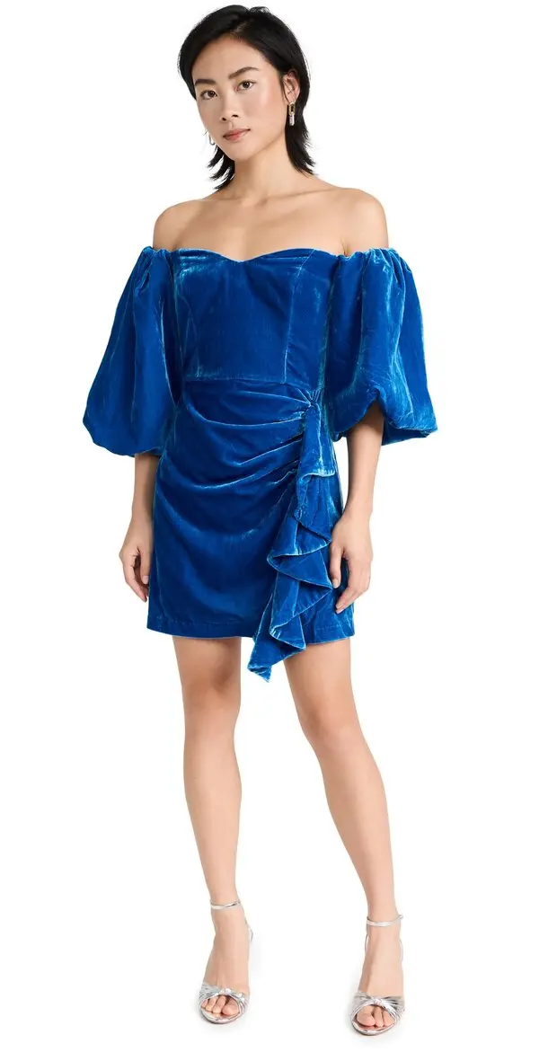 blue rhode dress Floral Square Neck Dress