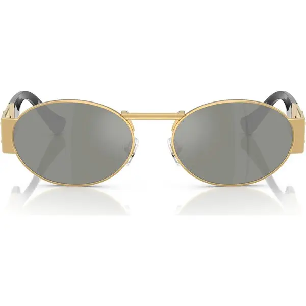 Versace 56mm Oval Sunglasses - Gold / Green Mirror Silver