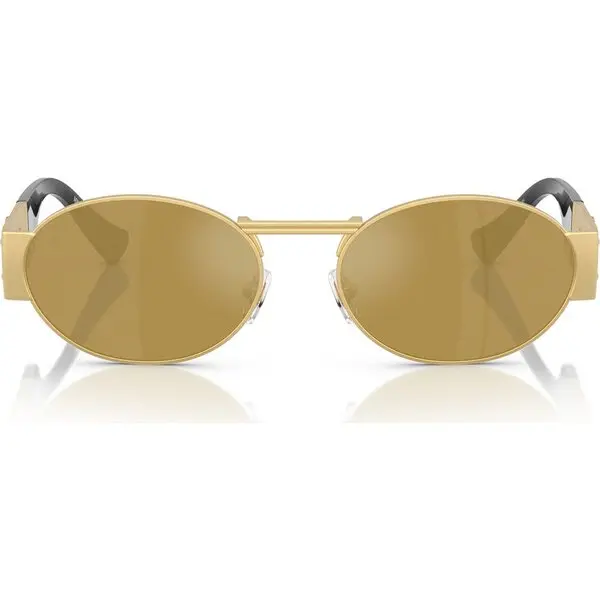 Versace 56mm Oval Sunglasses - Gold/brown Mirror Gold