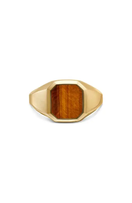 David Yurman Streamline Signet Ring - 18k Yellow Gold/tiger Eye