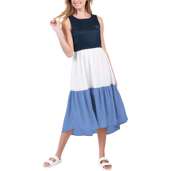 G-III 4HER BY CARL BANKS White/royal Dallas Cowboys 12th Inning Colorblock Dress - Navy