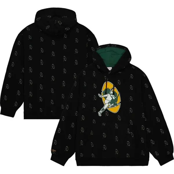 Mitchell & Ness Green Bay Packers Allover Print Fleece Pullover Hoodie