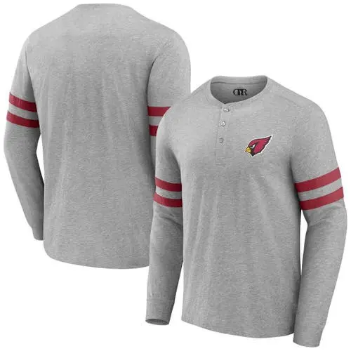 NFL X DARIUS RUCKER Collection Fanatics Arizona Cardinals Henley Long Sleeve T-shirt - Heather Gray