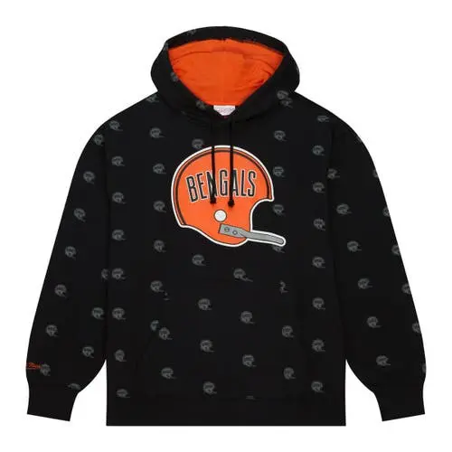 Mitchell & Ness Cincinnati Bengals Allover Print Fleece Pullover Hoodie