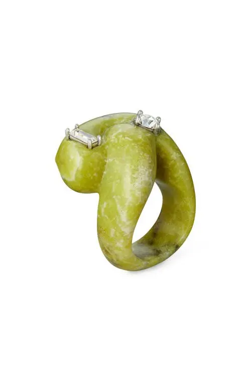 Tory Burch Carved Semiprecious Stone Ring - Jade
