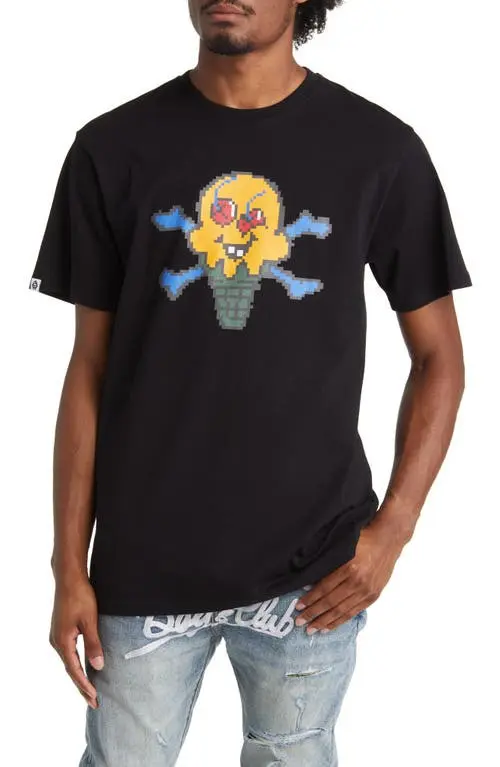 ICECREAM Pixel Cotton Graphic T-shirt - Black
