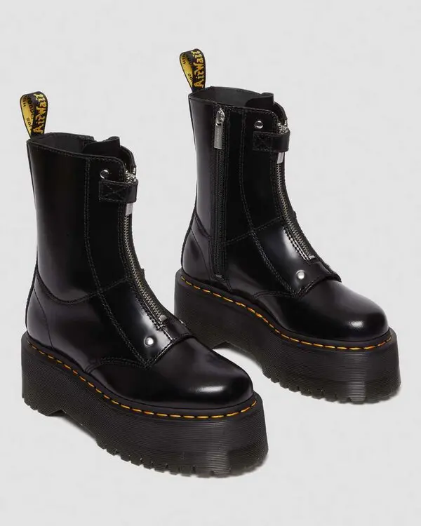 Dr. Martens Jetta Hi Max Leather Platform Boots In Black - 39% Off
