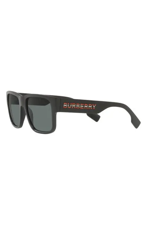 Burberry 57mm Polarized Square Sunglasses - Black | Editorialist display picture 1