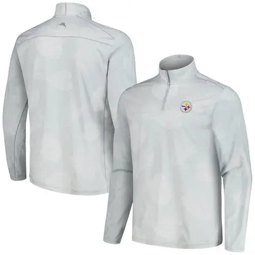 Tommy Bahama Pittsburgh Steelers Delray Frond Islandzone Half-zip Sweatshirt - Gray