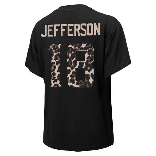MAJESTIC THREADS Justin Jefferson Minnesota Vikings Leopard Player Name & Number T-shirt