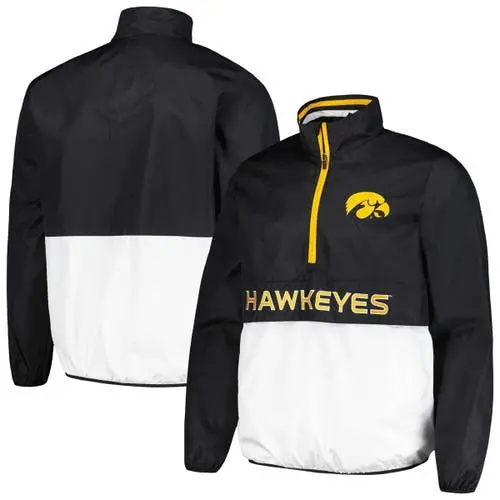 G-III SPORTS BY CARL BANKS Iowa Hawkeyes Cornerman Half-zip Top - Black