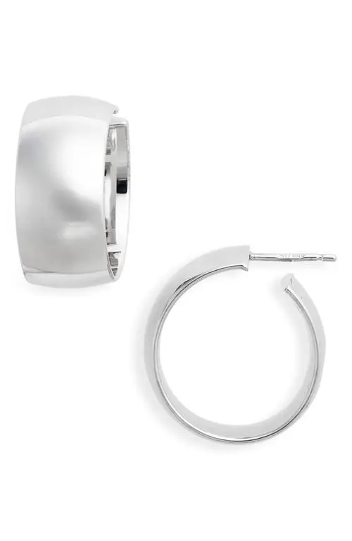 Lana Jewelry 14k Gold 25mm Curved Hollow Hoop Earrings - White Gold