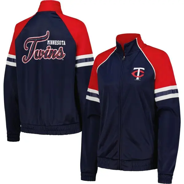 G-III 4HER BY CARL BANKS Minnesota Twins First Place Raglan Full-zip Track Jacket - Navy
