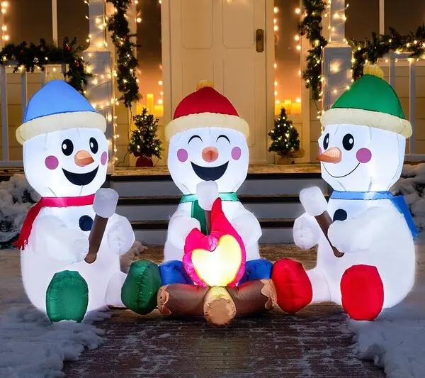 JOIEDOMI 6 Ft Snowmen W/ Campfire Inflatable Decor - One-color