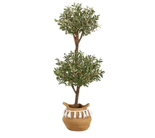 NEARLY NATURAL 4.5-ft Olive Double Topiary Tree - One-color